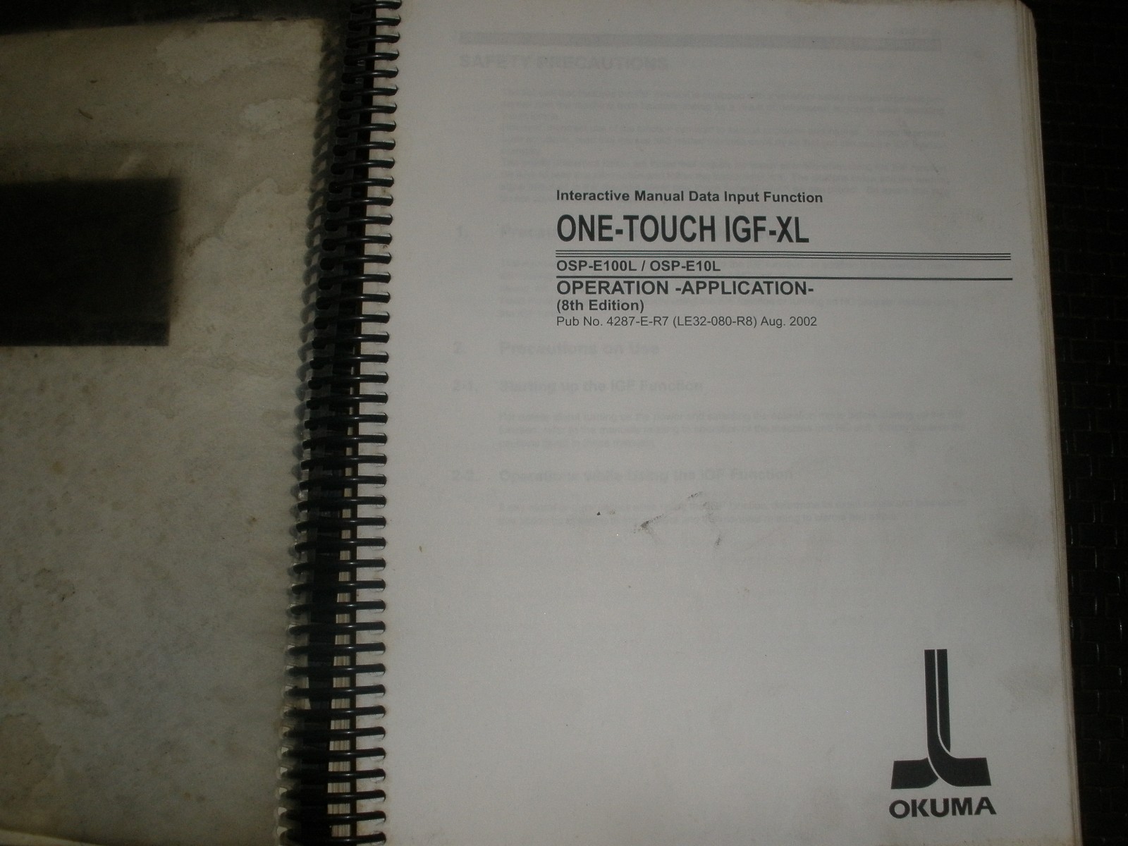 Okuma OSP-E10L Control One Touch IGF-XL Operation Manual | eBay
