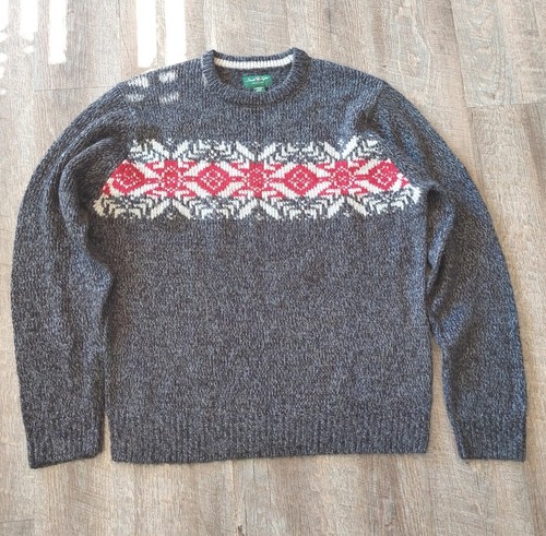 Vintage David Taylor Sweater Size L 90's Gray/White L/Red Acrylic | eBay