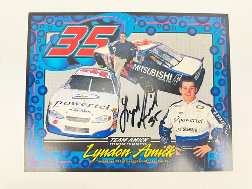 Lyndon Amick POWERTEL #35 Autograph Signed 7x9 Promo Hero Card NASCAR ...