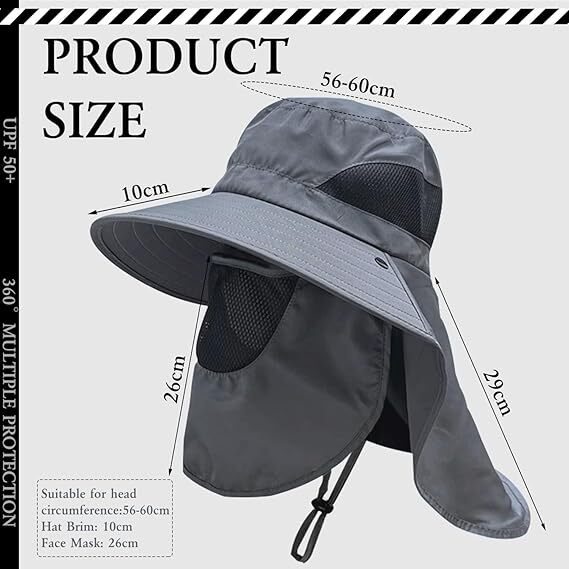 Sun Hat Wide Brim UV Protection Bucket Cap For Camping Hiking Fishing ...