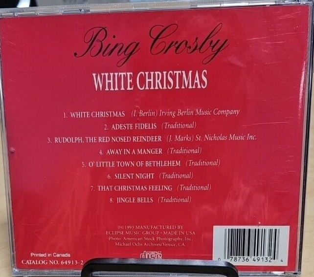 Bing Crosby White Christmas CD Album Classic Holiday Eclipse Music ...