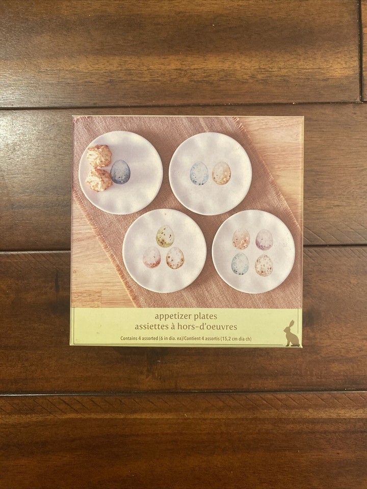 Pier 1 Imports Set Of 4 Speckled Egg Appetizer Plates Easter Theme | eBay