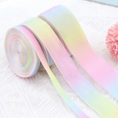 DIY Velvet Ribbon Gradient Rainbow Trim Single-Sided Strips Webbing ...