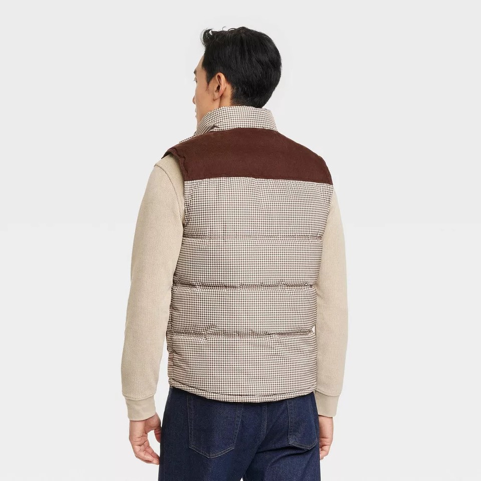 Men's Plaid Midweight Puffer Jacket - Goodfellow & Co Brown XXL | eBay