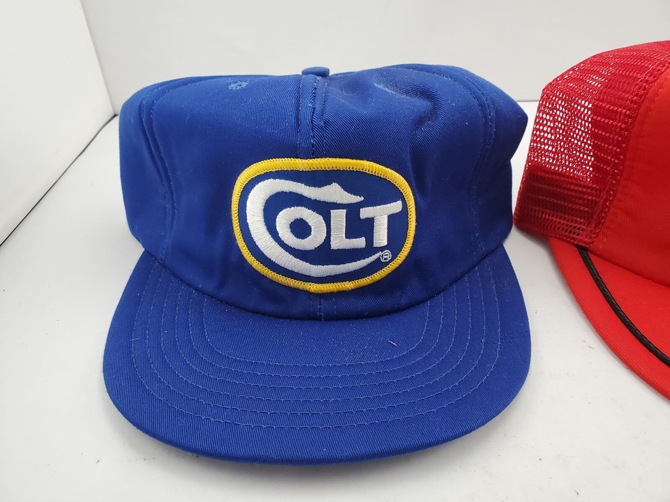 Damaged Vintage Firearms Hats Caps Colt Ruger Red Blue USA Display Only ...