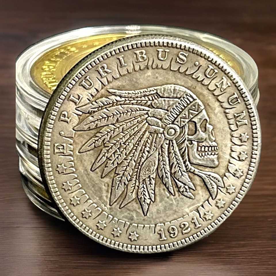 Indian Warrior Novelty Good Luck Heads Tails Morgan Pocket Piece Token ...