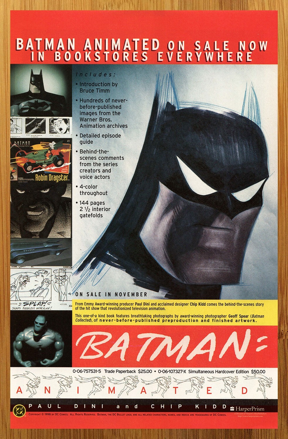 1998 Batman Animated Book Vintage Print Ad/Poster Paul Dini Chip Kidd ...
