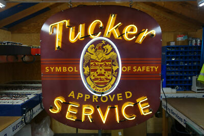 Tucker® Automobile Neon Dealership SERVICE sign. CUSTOM Steel Enamel ...