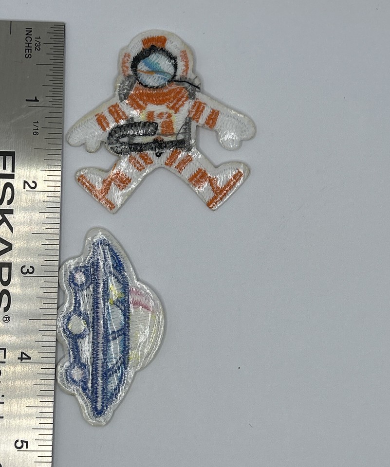 MR ALE x2 Patches Space Ship UFO + Astronaut Embroidered Iron-On/Sew-On ...