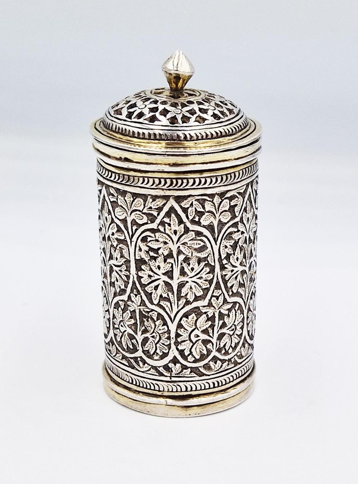 FINE INDIAN KASHMIRI SOLID SILVER PARCEL GILT PEPPER POT c1900 | eBay