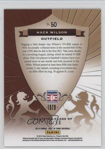 2014 Panini Hall of Fame Crusades Purple /50 Hack Wilson #50 HOF | eBay