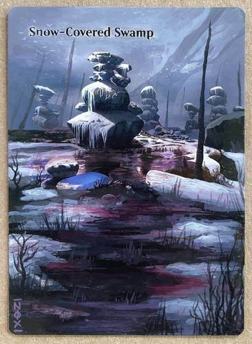 Hand-painted MTG alter: Snow-Covered Swamp (textless) NOX altered art ...