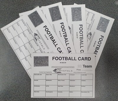 5 -10 - 20 - 50 Football Charity Fundraising Scratch Cards 20 Teams ...