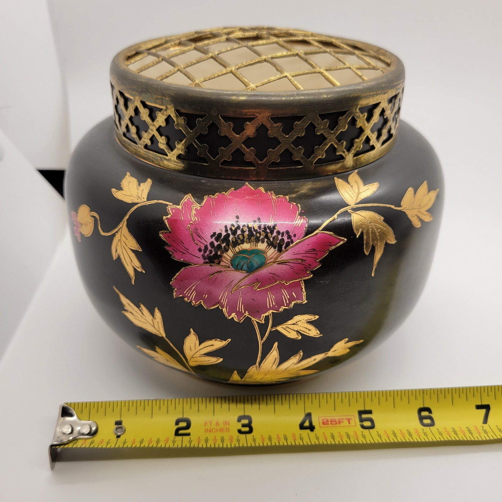England Falcon Ware Vase Flower Frog with Hand Painted Poppy and Gold ...