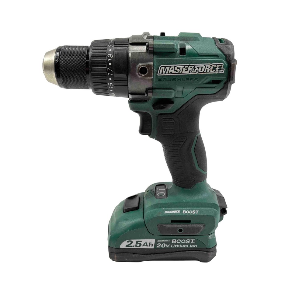 Masterforce BOOST 241-0472 20V Brushless Cordless 1/2" Hammer Drill Kit ...