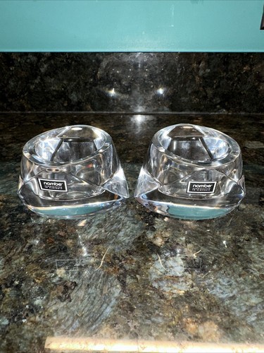 Nambe Twist Pair Set of 2 Crystal Votive Tea Light Candle Holders ...