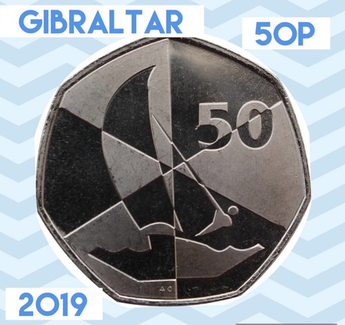 Gibraltar 🇬🇮 Coin 50p Pence 2019 Island Games Commonwealth Boat Sailing ...