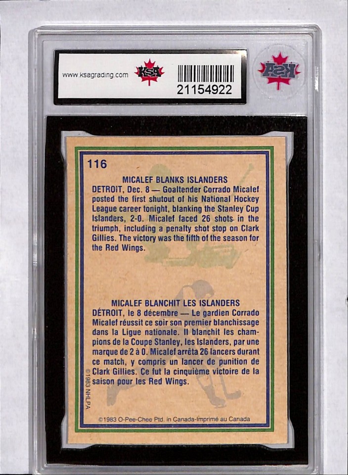 1983-84 O-Pee-Chee Corrado Micalef Rookie KSA 9.5 (CP) #116 | eBay
