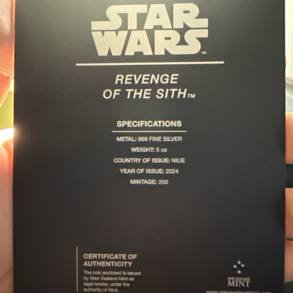 2024 Star Wars Revenge of the Sith NIUE 5oz Silver Coin Limited Edition ...