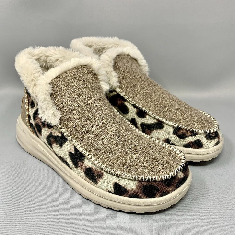Hey Dude Denny Leo Taupe Leopard Animal Print Boots Women’s 7 Ankle ...