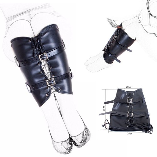 PU Leather Binding Restraints Calf Ankle Foot Cuffs Harness Leg Cuff ...