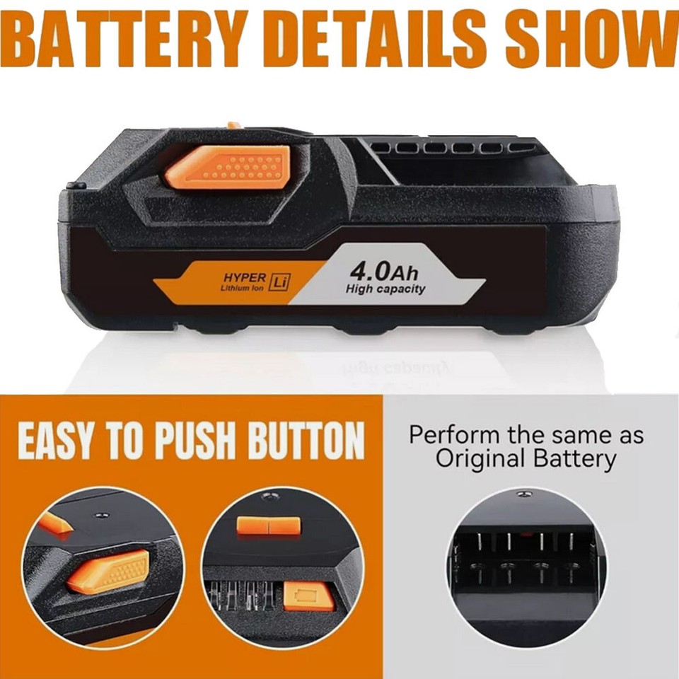 2PACK for Ridgid R840085 4.0Ah Battery Lithium Battery Rigid 18V ...