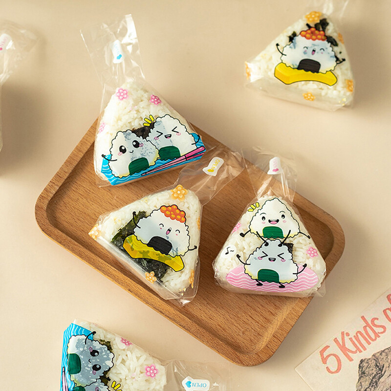 100 Pcs New Lovely Cartoon Disposable Japenese Triangle Rice Ball ...