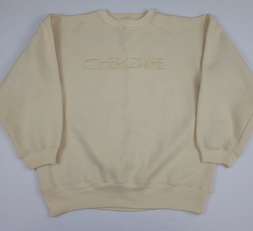 Vintage 90s Cherokee Pale Yellow Spellout Embroidered Sweatshirt Vtg ...
