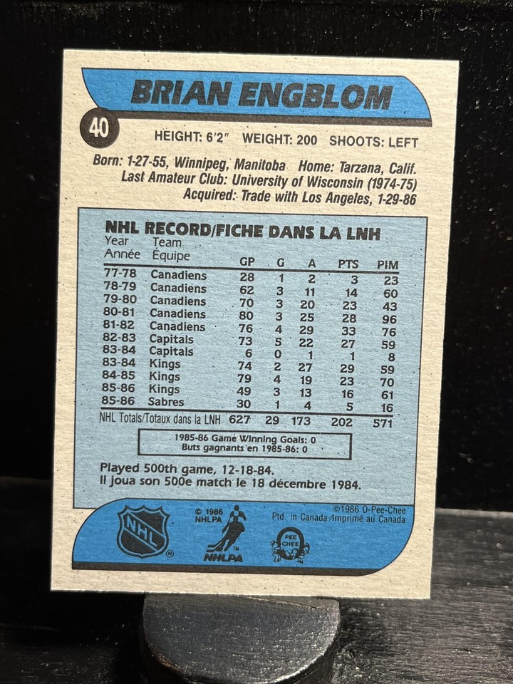 Brian Engblom #40 1986-87 O-Pee-Chee Calgary Flames | eBay UK