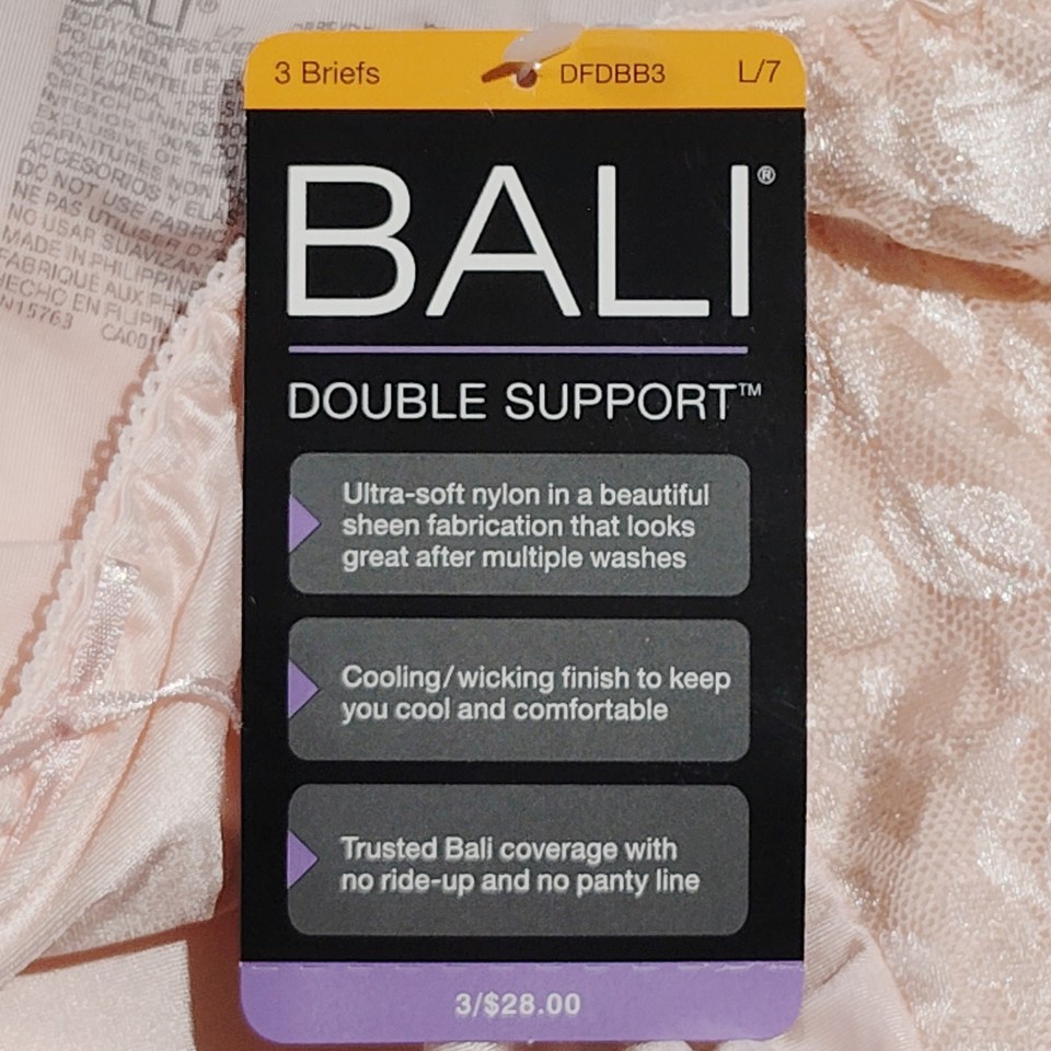 Bali Double Support Brief Panty Set – 3 Pack – Size L/7 - Multi-Colors ...