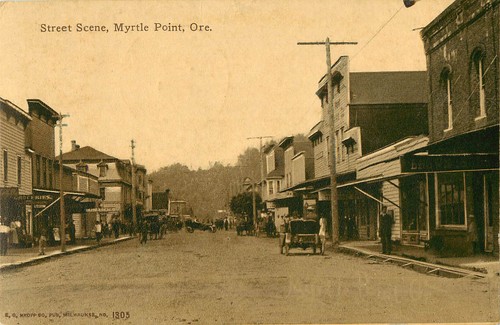 Street Scene Postcard Myrtle Point Oregon Coos County Knopp 1305 Horses ...