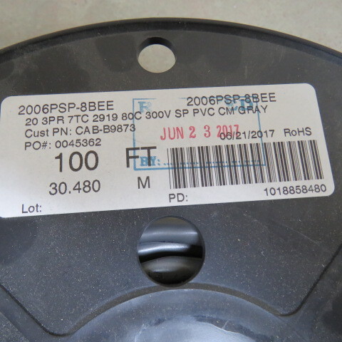 BELDEN 9873 Qty of 20 per Lot Multiconductor Cable, 3Pr/20AWG, 7x28, TC ...