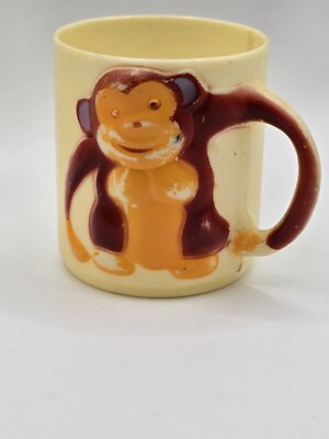 Vintage Kids Plastic Monkey Cup 3D Zoo Animal Retro Mug 1970s | eBay