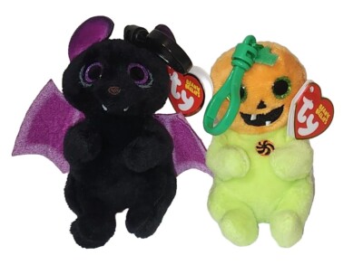 NEW - Set of 2 Ty Beanie Bellies Halloween HOLLOW & ALFRED Key Clips ...