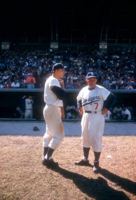 Gil Hodges And Coach Charlie Dressen Of The Los Angeles Dodgers 1958 ...