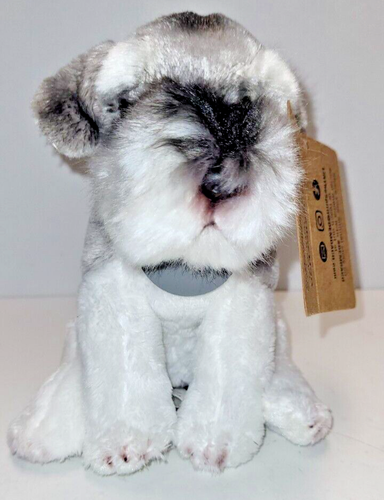 Demdaco Schnauzer Dog Moustache 6" Plush Stuffed Animal White Grey New ...