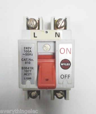 WYLEX CAT.810 100 Amp BS5419:1977 AC21 MAIN SWITCH L1395 | eBay UK