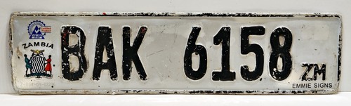 Zambia Long License Plate - BAK 6158 -VG Condition - Genuine Used ...
