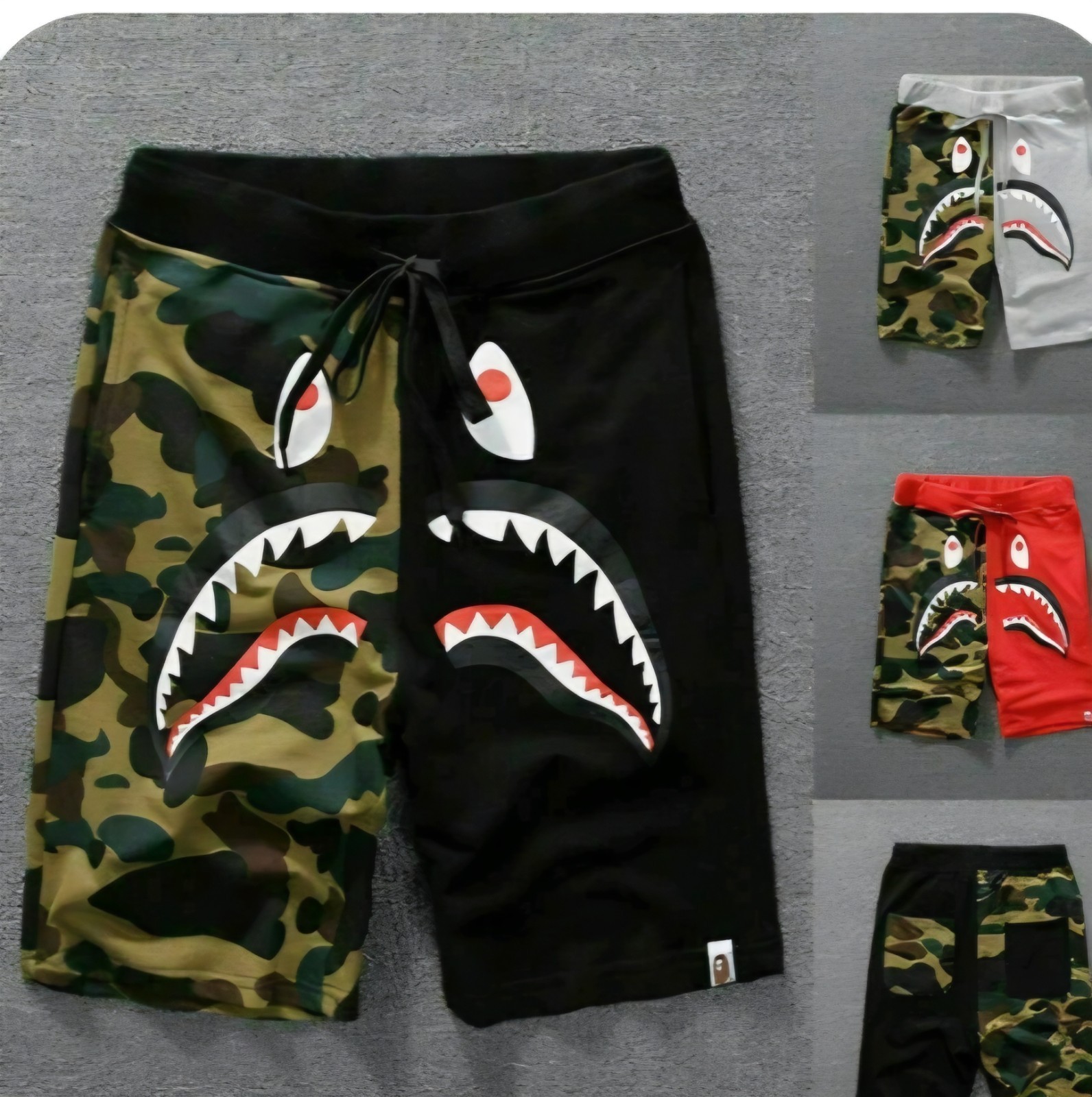 2021 Bape A Bathing Men Ape Shark Head Shorts Camo Sweatshorts Beach ...