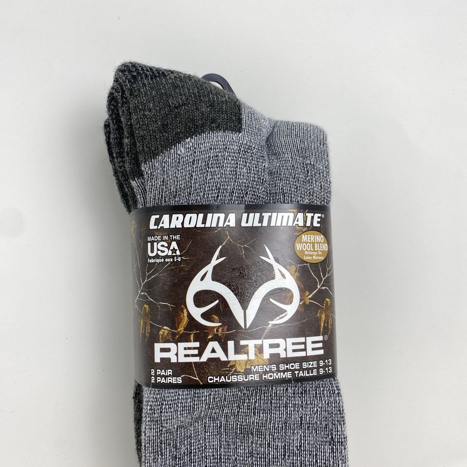 RealTree Merino Wool Blend Men's 2 Pairs of Socks Shoe Sizes 9 - 13 ...