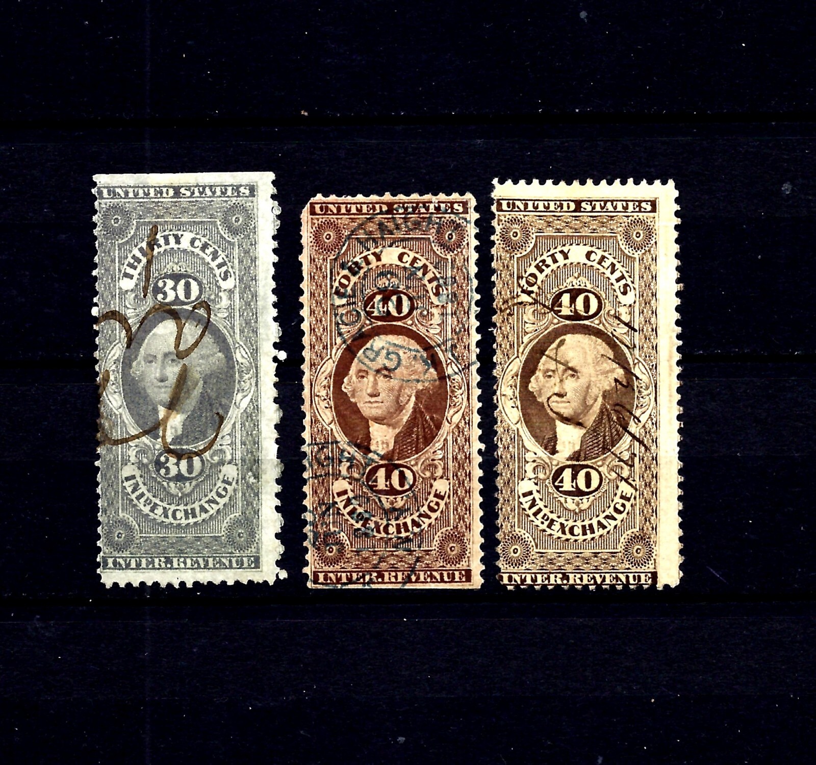 JASTAMPS: US Scott#R52c,R53c first issue revenue, Inland Exch 30c & 40c ...