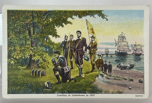 Vintage Postcard Landing At Jamestown In 1607 White Boarder | eBay
