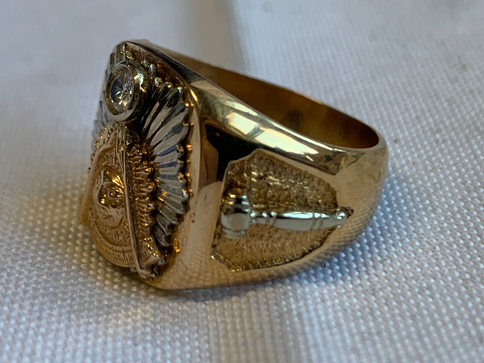 Vtg 14k Gold Diamond Masonic Worshipful Master Ring 14.28g Fine Jewelry ...
