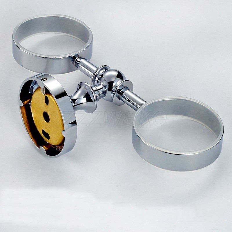 Polished Chrome Wall Mounted Bathroom Toothbrush Holder with Two Glass ...