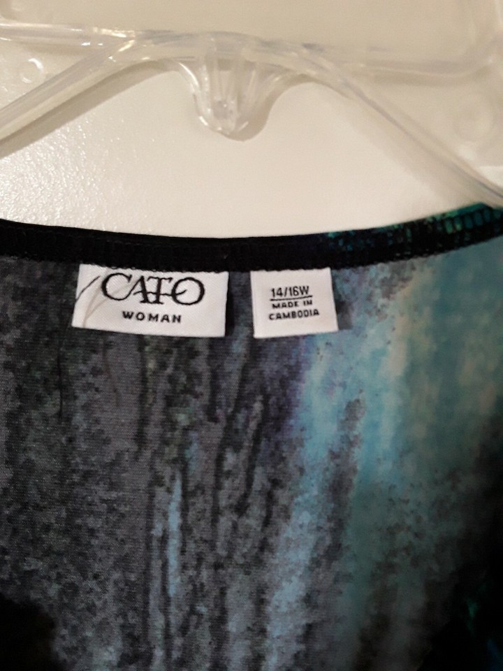 CATO WOMAN Sz 14/16W Silky Multicolored Blouse V Neck Ruffle | eBay