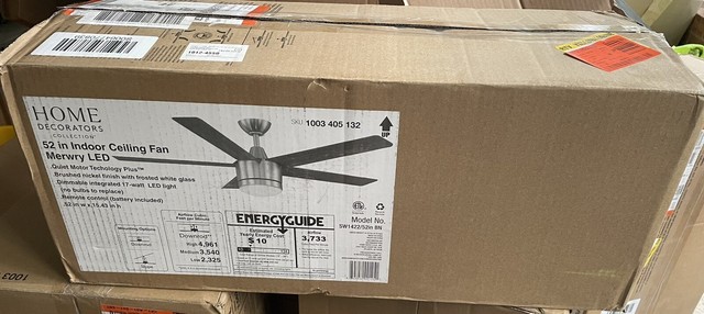 Home Decorators Collection SW1422 52 inch Ceiling Fan with LED Light ...