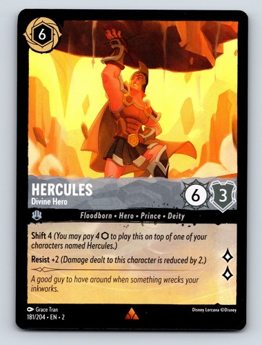 Rare Disney Lorcana Card Hercules Divine Hero 6 Cost 6S 3WP Amber ...
