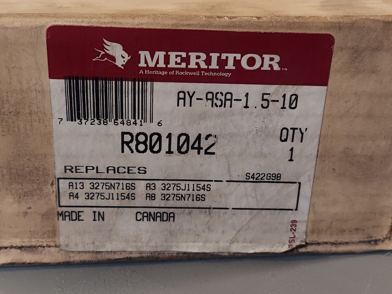 NOS Meritor R801042 Automatic Slack Adjuster Type 3 1.50 10 Spline 6 ...