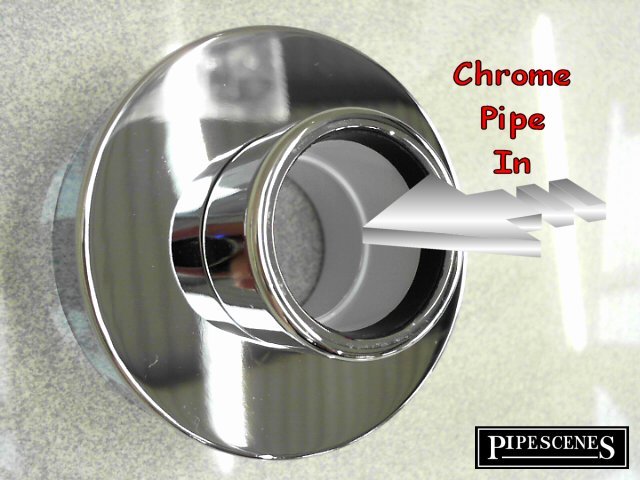 Chrome Waste Pipe 32mm to Plastic with Decorative Chrome Wall Shroud ...