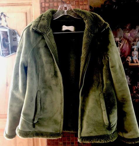 Ladies Sz small olive green super warm Fleece Fuzzy Zipped Jacket | eBay